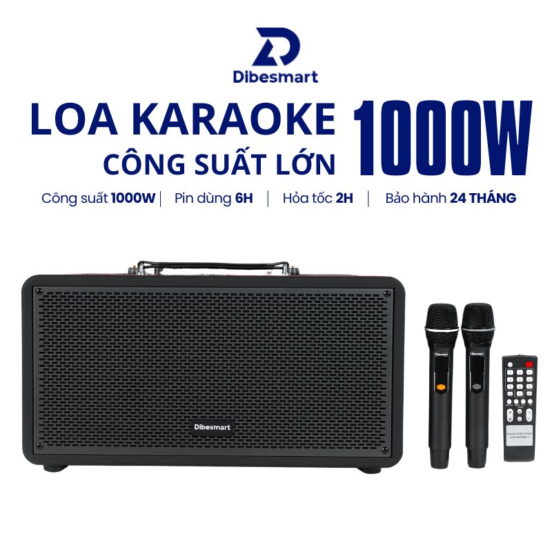 Loa Karaoke Bluetooth Công Suất Lớn DIBESMART M2603, Loa Kèm 2 Mic, 2 Loa 6,5inch, 1 Loa trầm ...