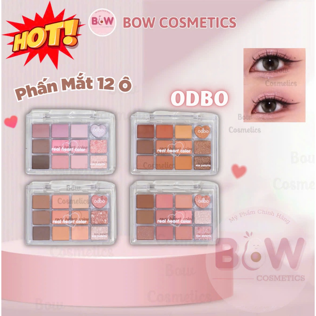 [Hỏa Tốc] Bảng Phấn Mắt ODBO 12 Ô Real Heart Color Thái Lan Có Nhũ Eye Palette Odbo2019 Thái Lan ...