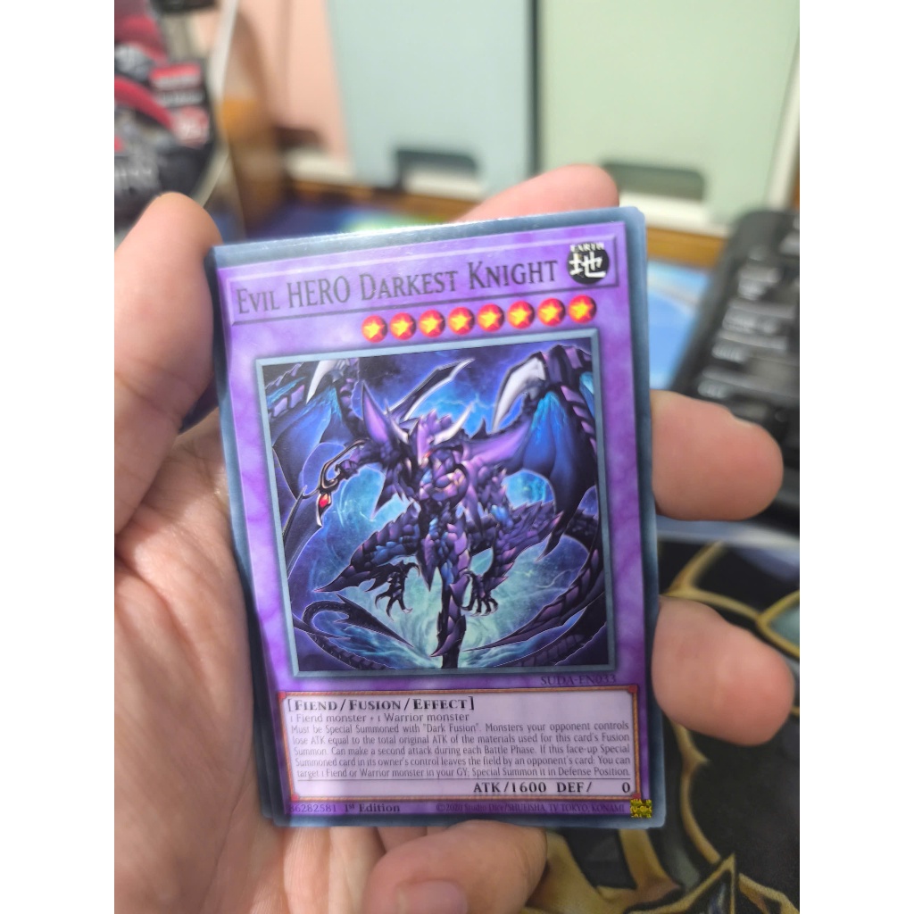 [Yugioh Funny Shop] 1 lá thẻ bài Evil HERO Darkest Knight - SUDA-EN033 - Common 1st Edition ...