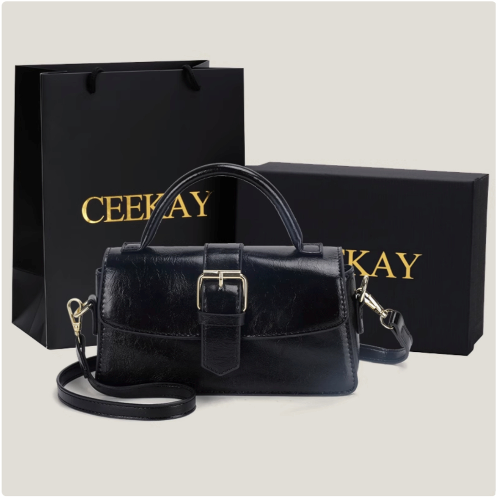 🌼Có Sẵn🌼Túi xách nữ CEEKAY (full Hộp + Túi) Da bóng Nắp Gập Khóa từ Quai Sách tay Sang Chảnh ...
