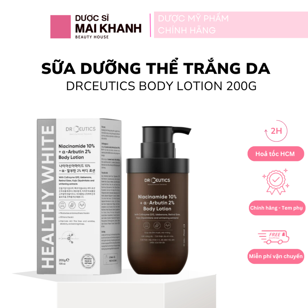 Sữa Dưỡng Thể Trắng Da DRCEUTICS Body Lotion Healthy White (200g) - Mẫu ...