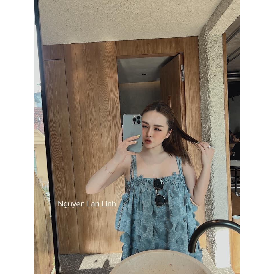 Váy đầm bò 2 dây đính hoa QCL1 LuciK Shop DV0009 | Shopee Việt Nam