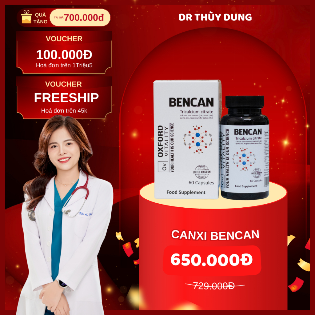 CANXI BENCAN giúp bổ sung canxi, vitamin hộp 60 viên | Shopee Việt Nam