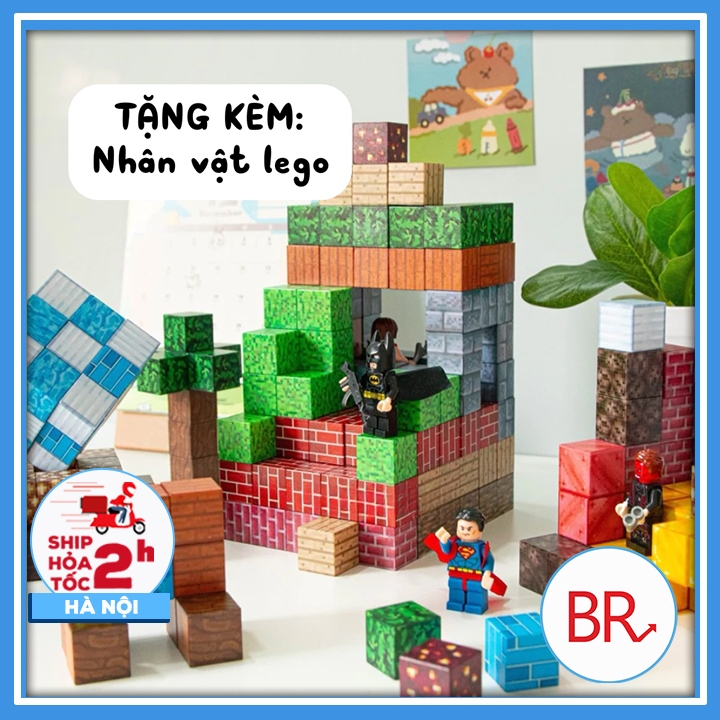 [SỈ 100 KHỐI TẶNG 10 NHÂN VẬT] Đồ chơi Block Minecrat nam châm từ tính ...