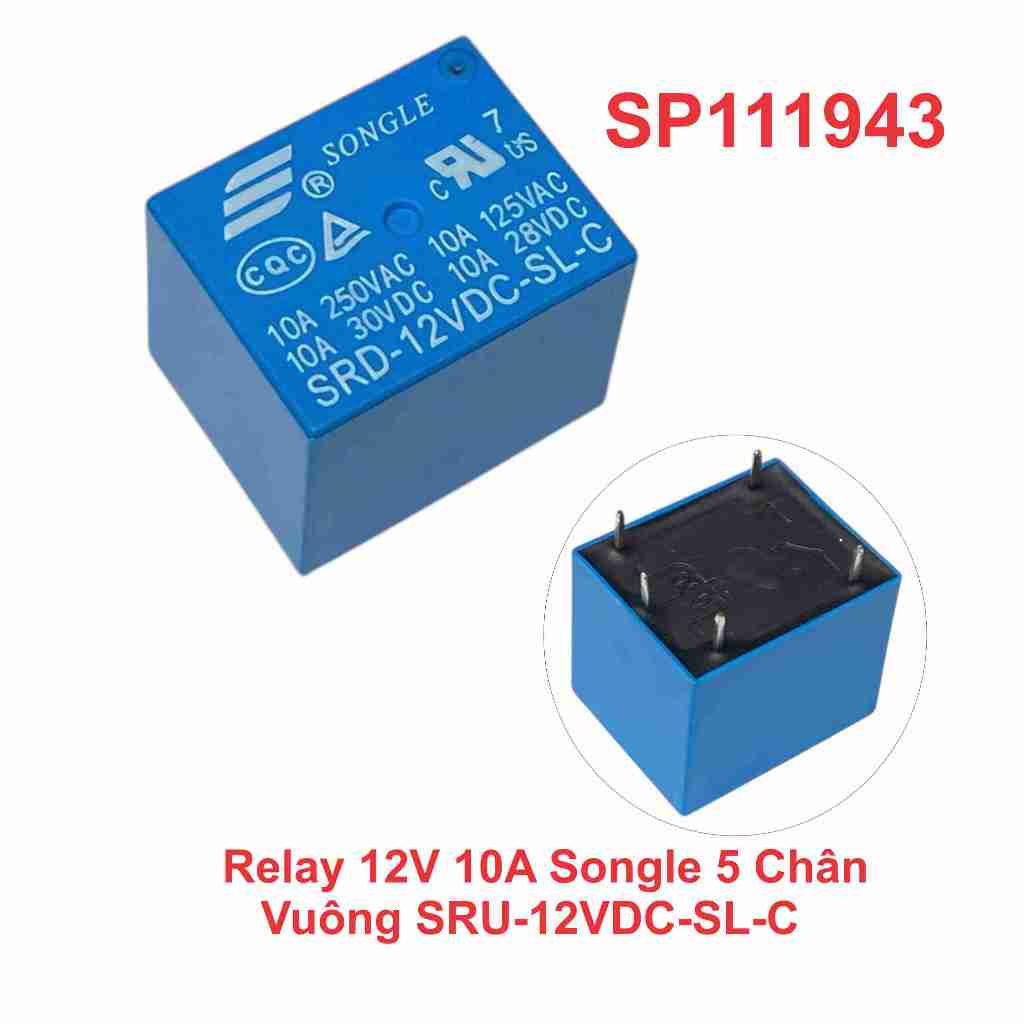 Relay 12V 10A Songle 5 Chân Vuông SRU-12VDC-SL-C | Shopee Việt Nam
