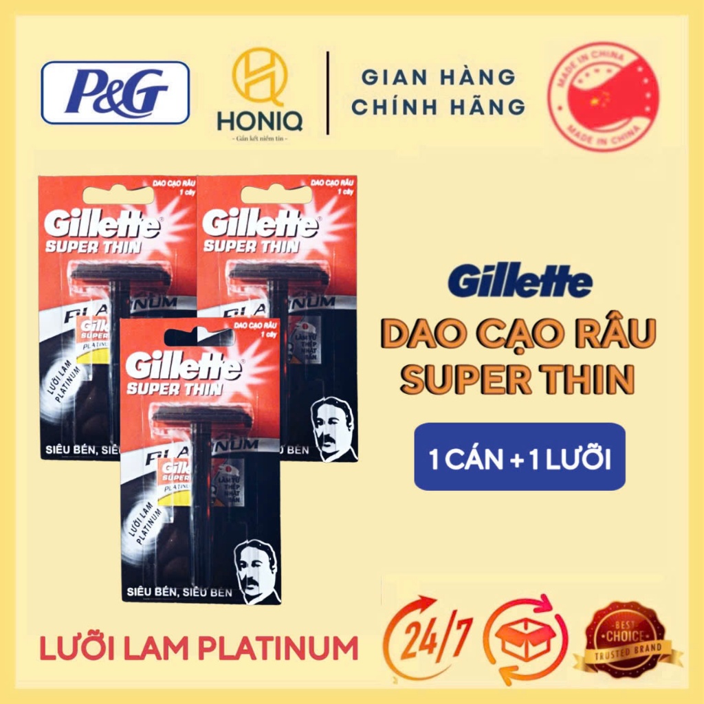 Dao Cạo Râu Gillette Super Thin Platinum Sắc Bén Hàng Chính Hãng | Shopee Việt Nam
