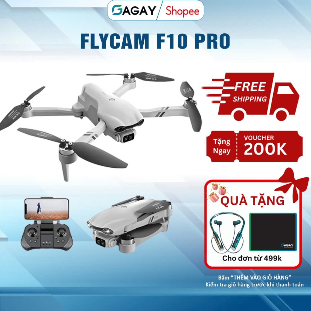 Flycam F10, flycam mini camera HD, có GPS, tự bay về, GAGAY | Shopee ...