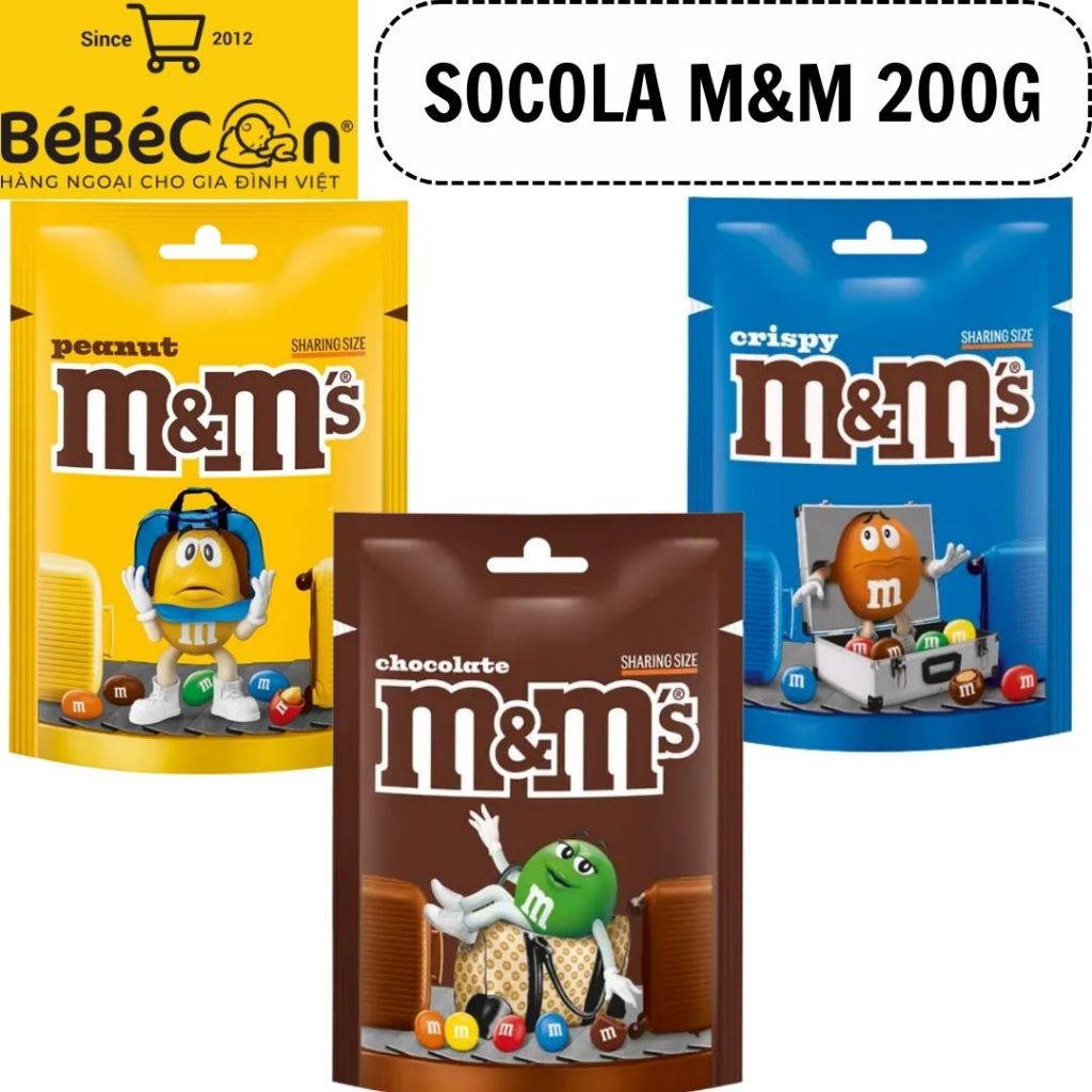 [MIX VỊ_TẶNG KÈM BÁNH] Socola M&M Mỹ bịch 200g, Chocolate Sữa và Đậu phộng Mỹ cao cấp, thơm ngon ...