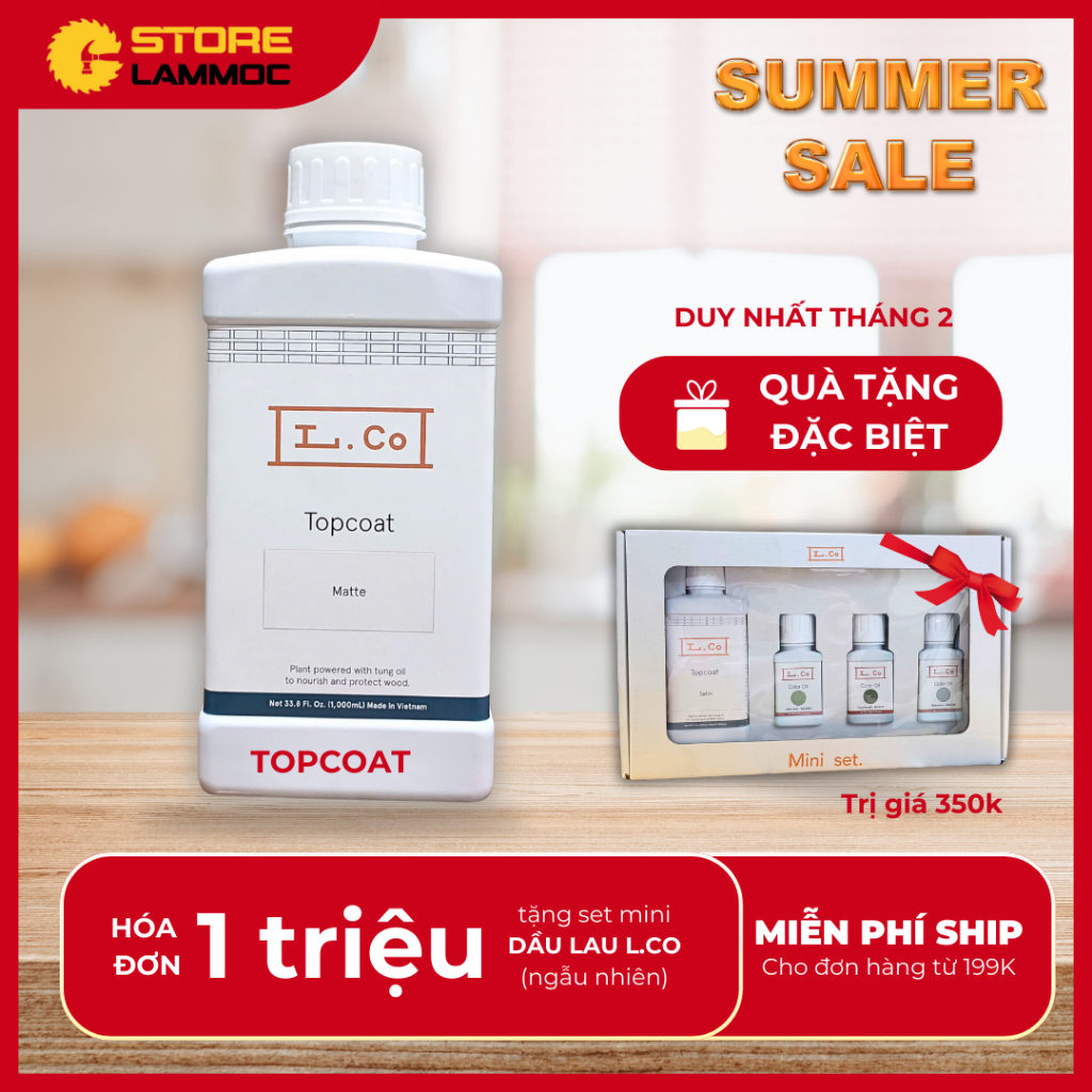 Top coat L.Co 100% - Vecni phủ gỗ không màu khô nhanh bóng 100% ...