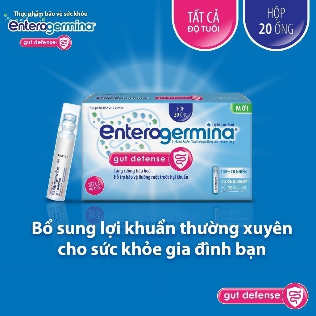 ENTEROGERMINA - MEN VI SINH HỖ TRỢ BẢO VỆ ĐƯỜNG RUỘT, TĂNG CƯỜNG TIÊU HOÁ - HỘP 20 ỐNG | Shopee ...