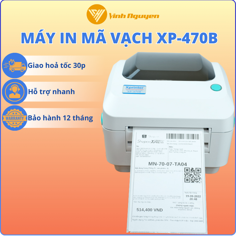 Máy in mã vạch XP-470B in đơn hàng Shopee, các sàn TMĐT, tem nhãn vận chuyển Khổ A6-A7 | Shopee ...