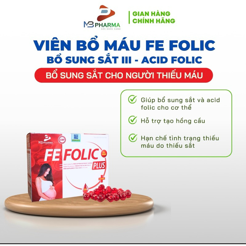 Viên bổ máu FEFOLIC PLUS.Bổ sung sắt và vitamin cần thiết cho cơ thể ...