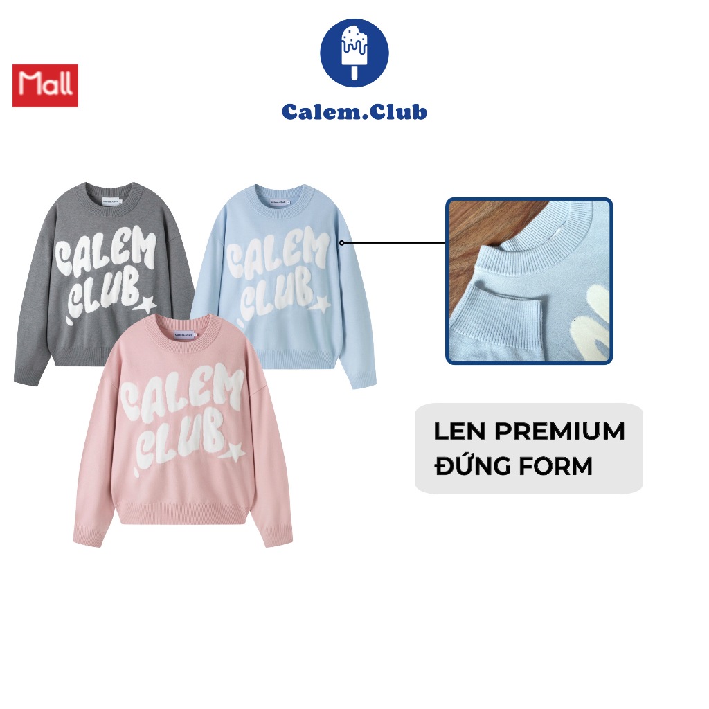 Áo len tay dài CALEM CLUB JUMPER chất len dệt kim Premium cổ tròn form ...