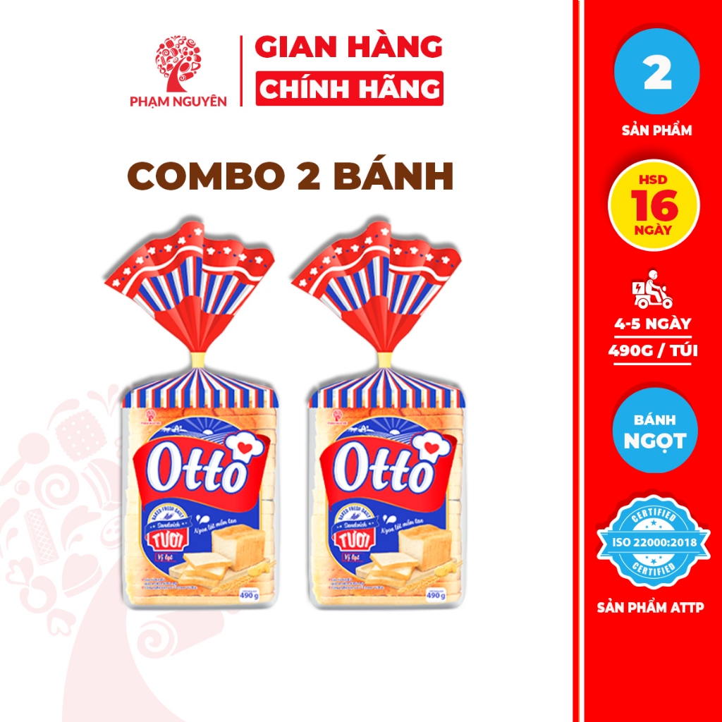 Combo 2 Túi Bánh Sandwich tươi lạt Otto (490g/245g) | Bánh ăn sáng ...