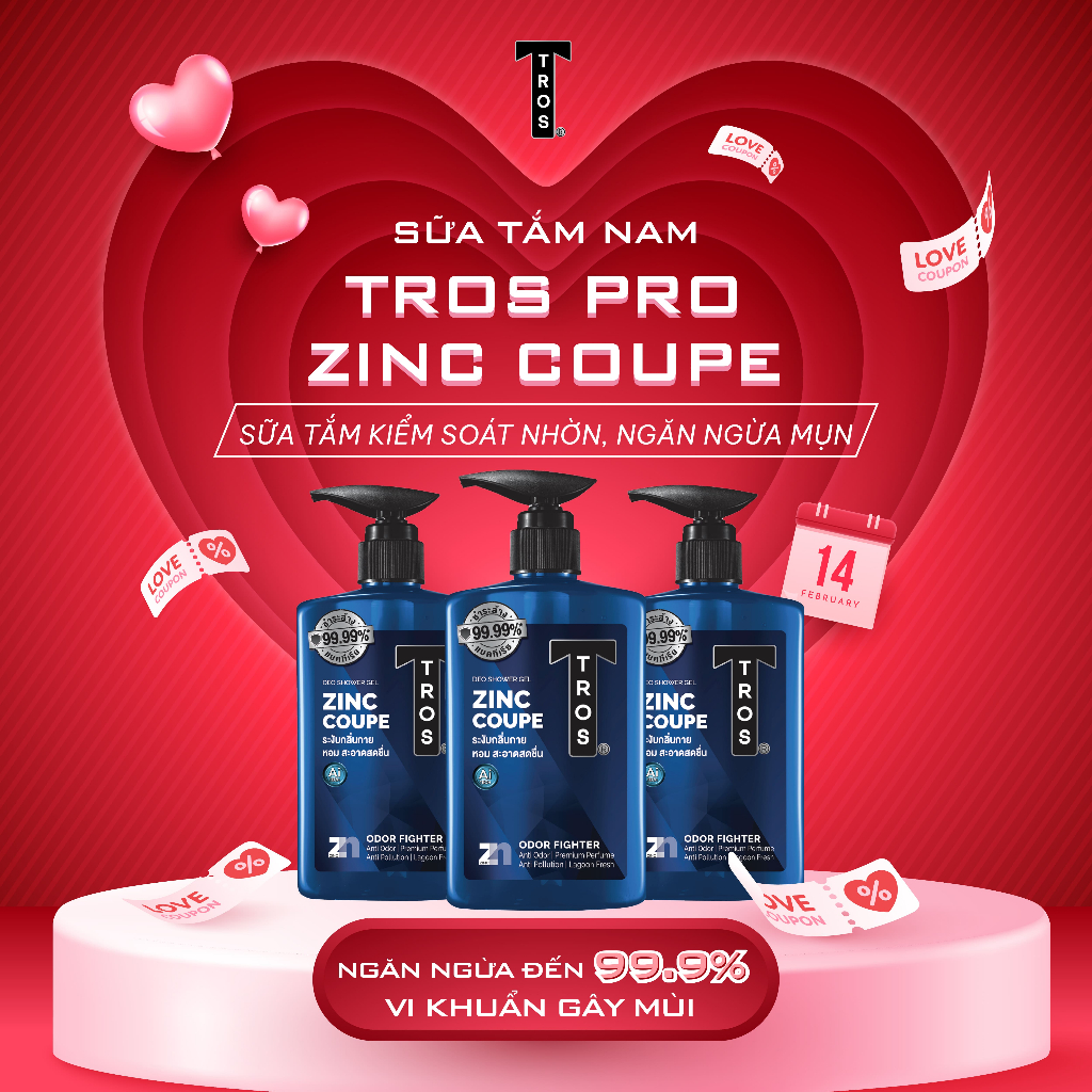 Sữa tắm nam TROS PRO ZINC COUPE DEO SHOWER GEL hương nước hoa, kiểm ...