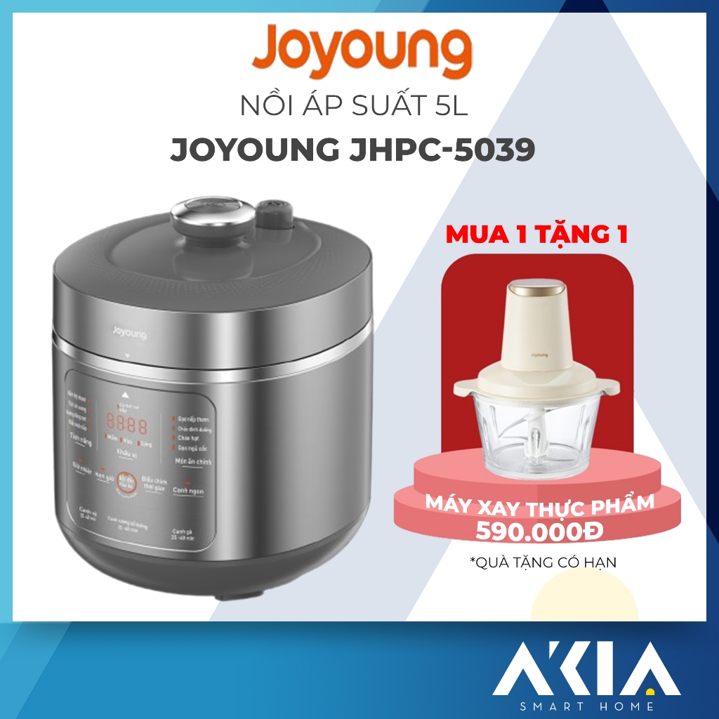 Nồi áp suất 5L Joyoung JHPC-5039, Công suất 900W, hẹn giờ 24 tiếng, 9 thực đơn cài sẵn, BH 24 ...
