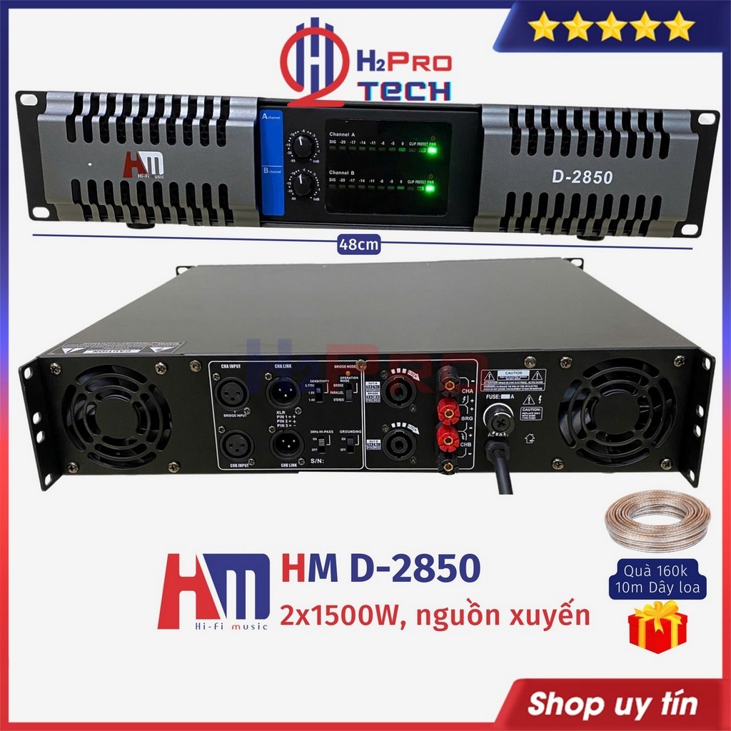 Đẩy 2 Kênh HM D-2850 2x1500W 32 Sò Toshiba - Main Công Suất 2 Kênh ...