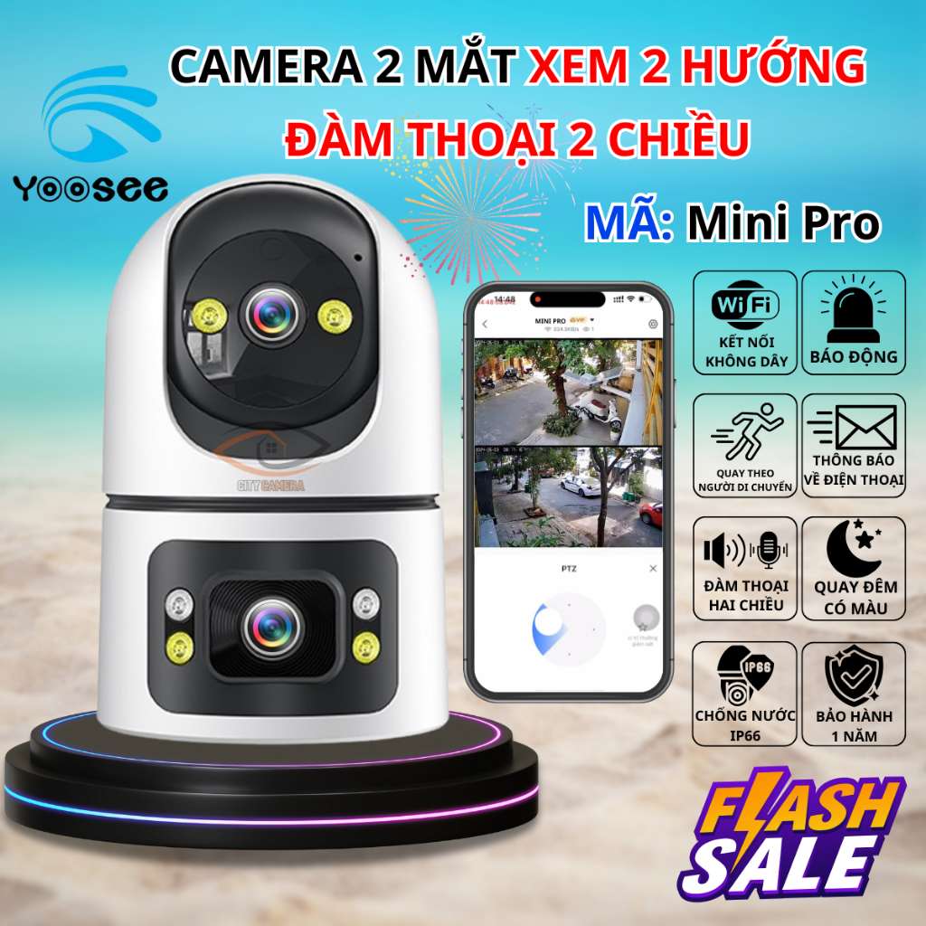 Camera 2 Mắt YooSee Mini Pro Gắn Trong Nhà, Chất Lượng FHD 12MPX, Xoay ...