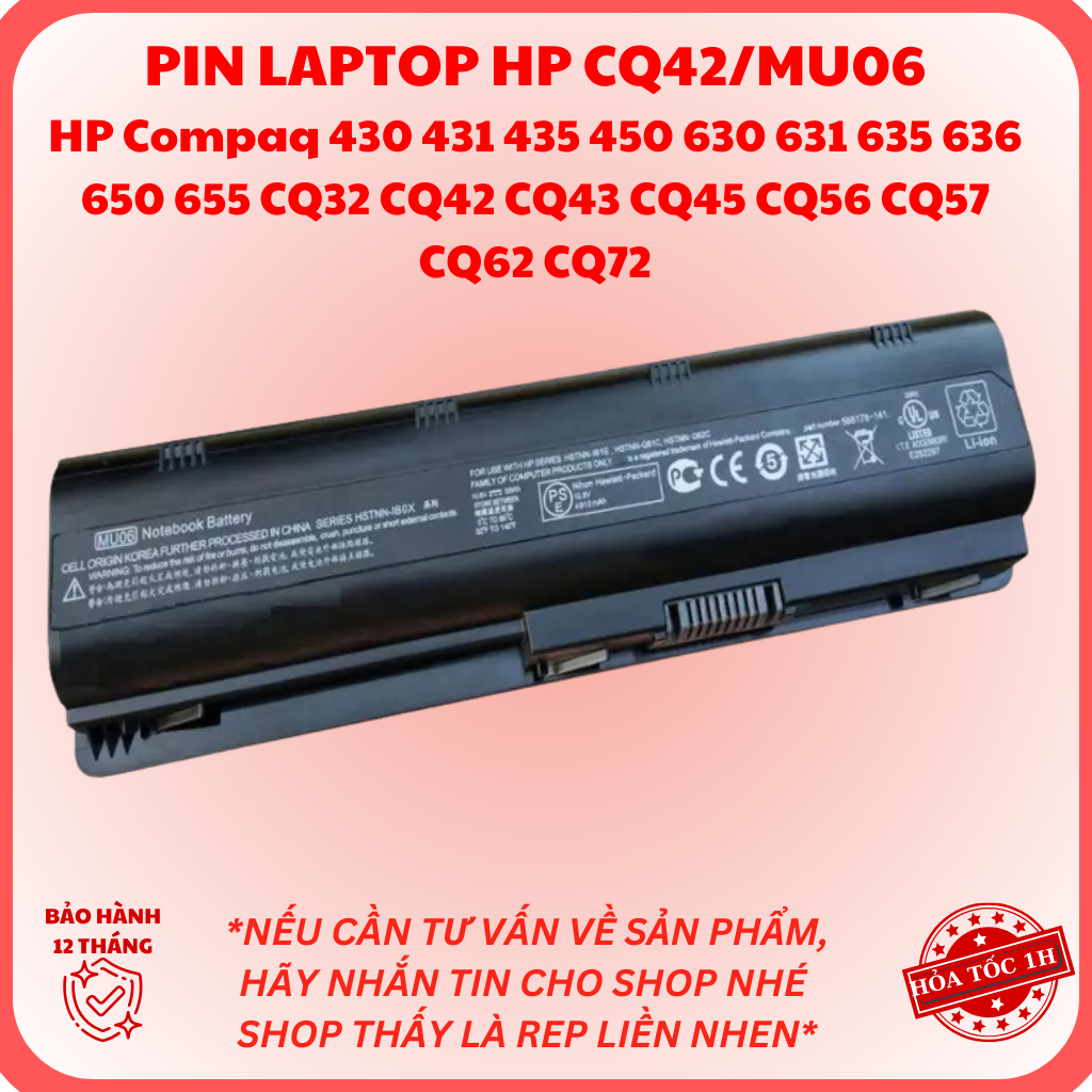 Pin Laptop HP Compaq 430 431 435 450 630 631 635 636 650 655 CQ32 CQ42 ...
