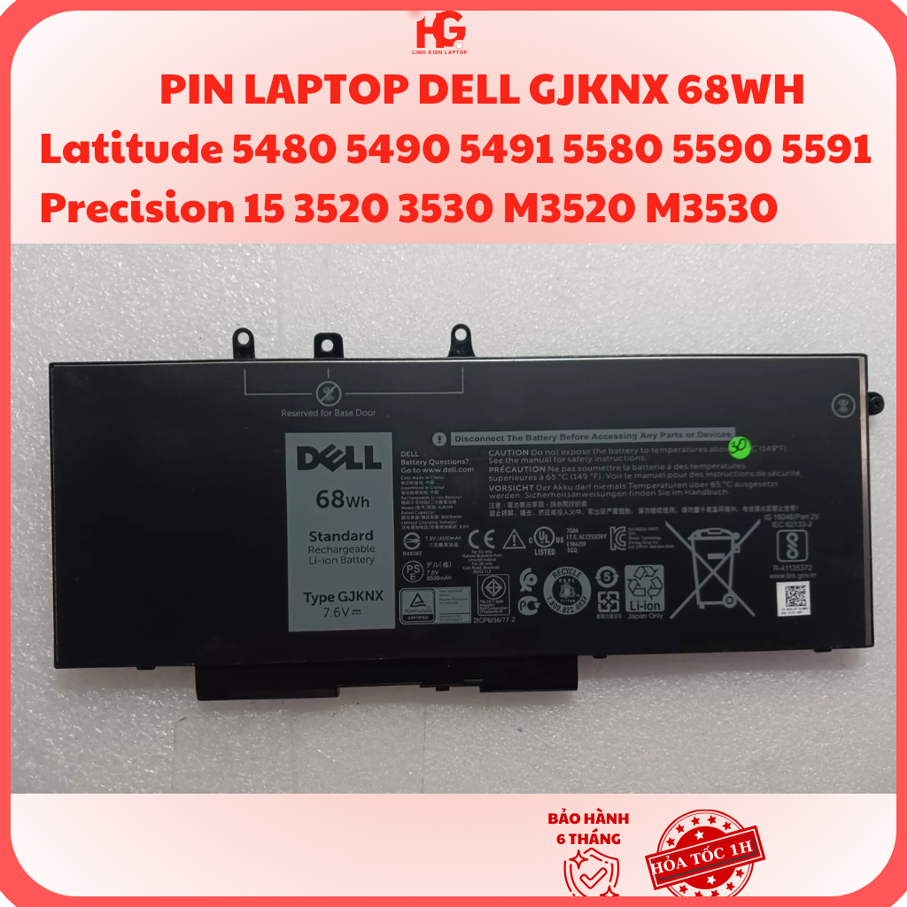 PIN LAPTOP DELL Latitude 5480 5490 5491 5580 5590 5591, Precision 15 ...