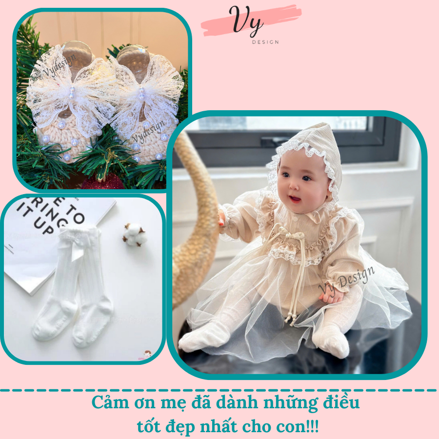 Set Body Váy Bé Gái Sơ Sinh Kèm Phụ Kiện VY DESIGN. Bodysuit Cho Bé Gái ...