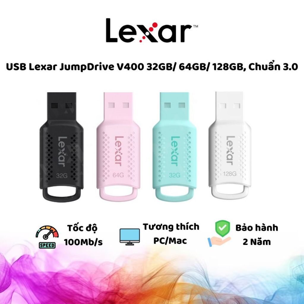 USB Lexar JumpDrive V400 32GB/ 64GB/ 128GB, Chuẩn USB 3.0, Tốc độ đọc 100Mb/s, bảo hành chính ...