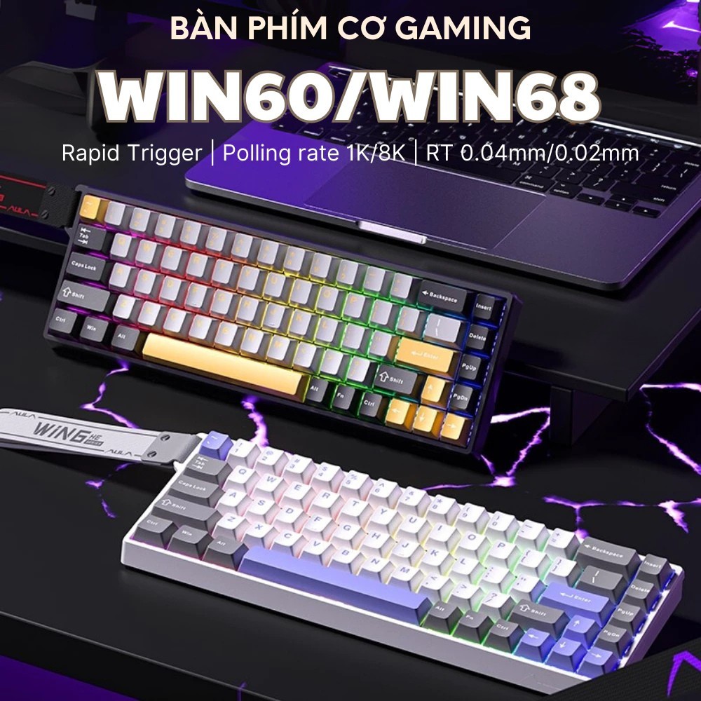 Bàn phím cơ Gaming AULA Win60 Win68 HE ULTRA LED RGB, Rapid Trigger 0. ...