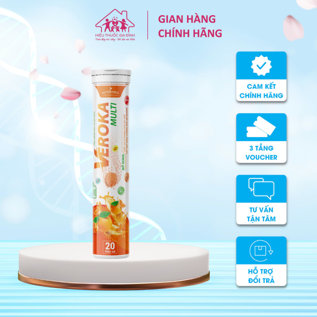 Viên sủi Veroka Multi bổ sung vitamin, cung cấp năng lượng, tăng cường ...