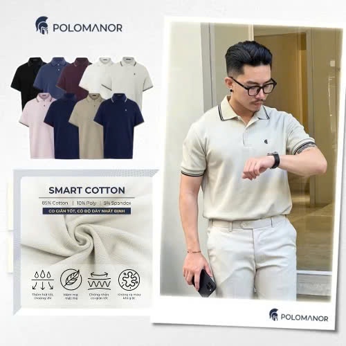 Áo polo nam kẻ BASIC CLASSIC vải cá sấu cotton sang trọng, tinh tế - POLOMAN | Shopee Việt Nam