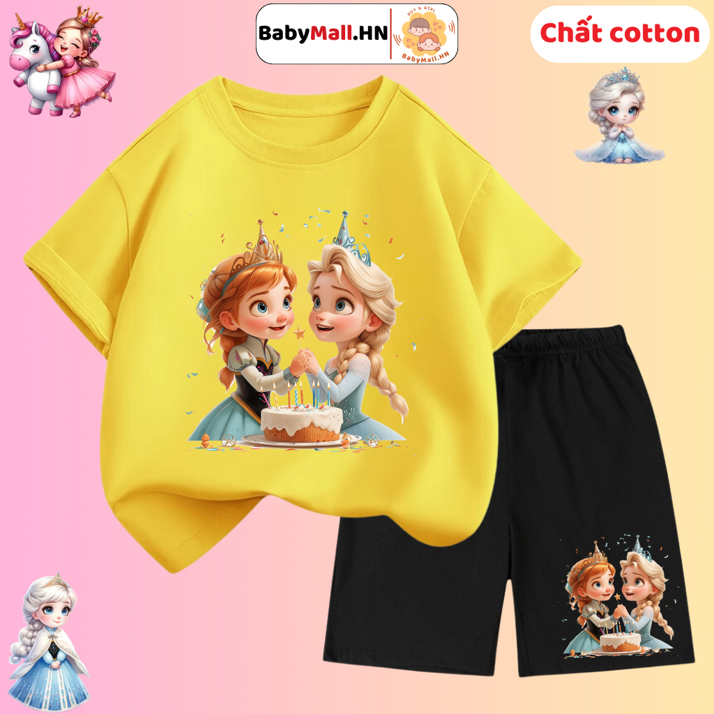 Bộ quần áo hình Công Chúa Tuyết Elsa cho bé gái BABYMALL set đồ bộ thun ...