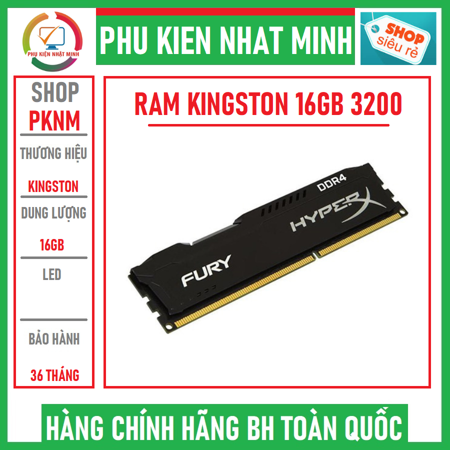 [HÀNG XỊN TEM VSP] Ram PC Kingston HyperX Fury Black 16GB bus 3200 DDR4 - Đẳng cấp đến từ thương ...