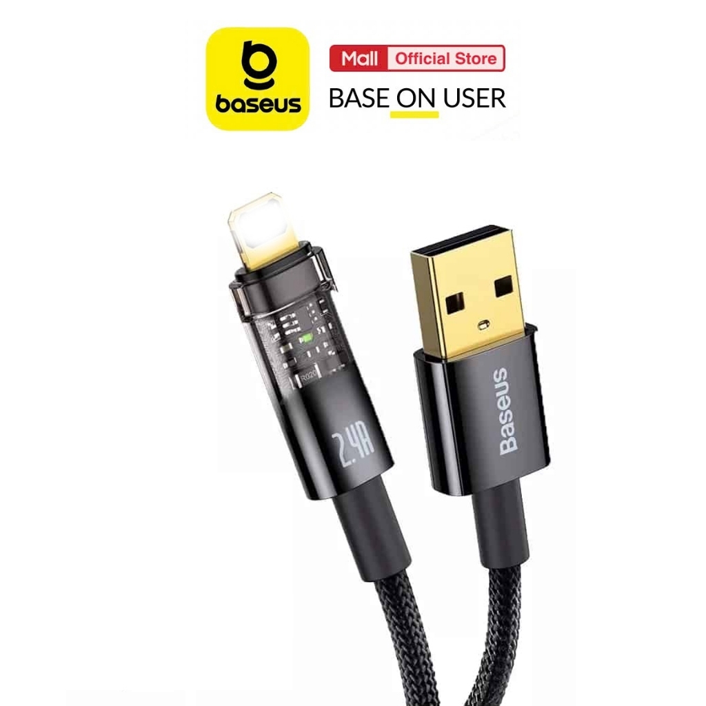 Cáp sạc tự ngắt PD12W USB dùng cho IP6/7/8/10/11/12/13/14promax Baseus Explorer Series vải dù ...