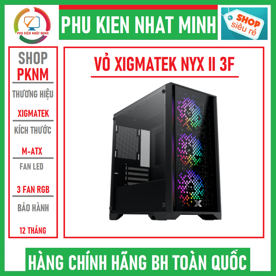 VỎ case xigmatek NYX AIR II 3F black - white chính hãng mai hoàng phân phối BH 12 tháng | Shopee ...