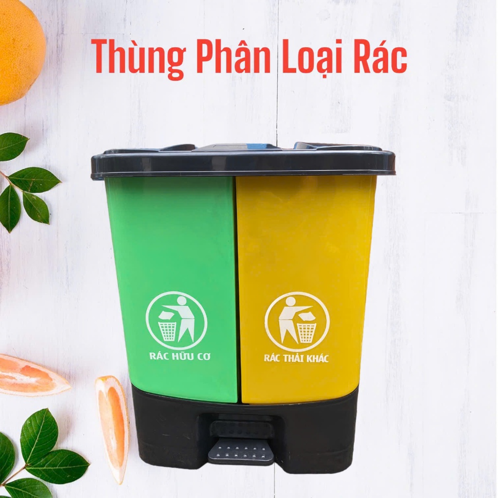 Thùng Rác 40L, Thùng Rác 2 Ngăn, Thùng Rác Công Nghiệp, Thùng Rác Công ...