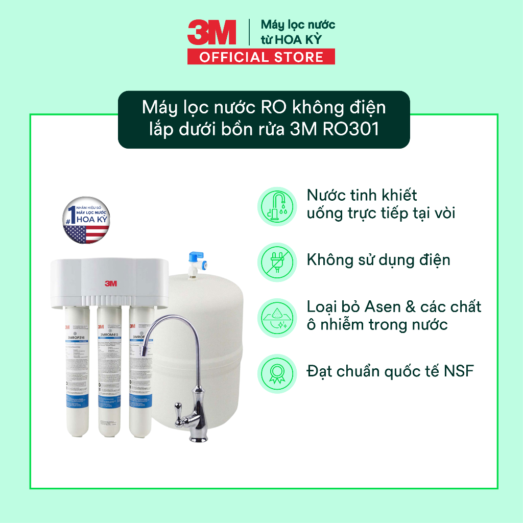 Máy Lọc Nước Lắp Dưới Bồn Rửa 3M RO301 Cao Cấp Không Dùng Điện | Shopee ...