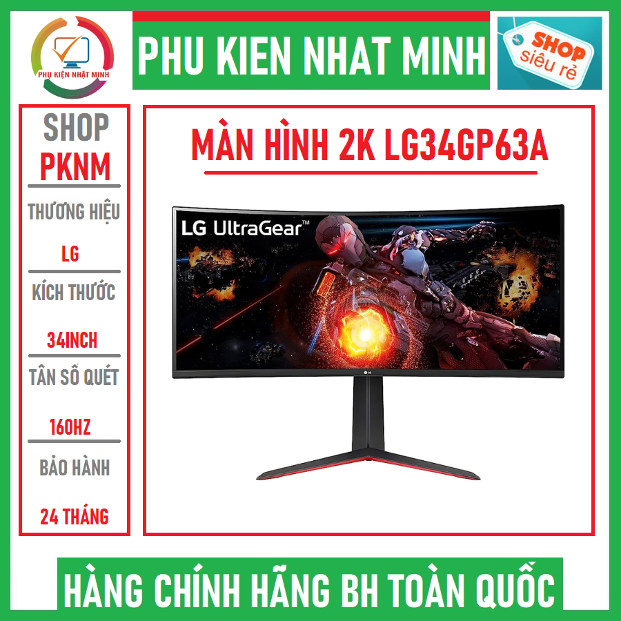 Màn hình cong LG 34GP63A-B 34" 2K 160Hz G-Sync HDR chuyên game chính hãng bảo hành 24 tháng ...