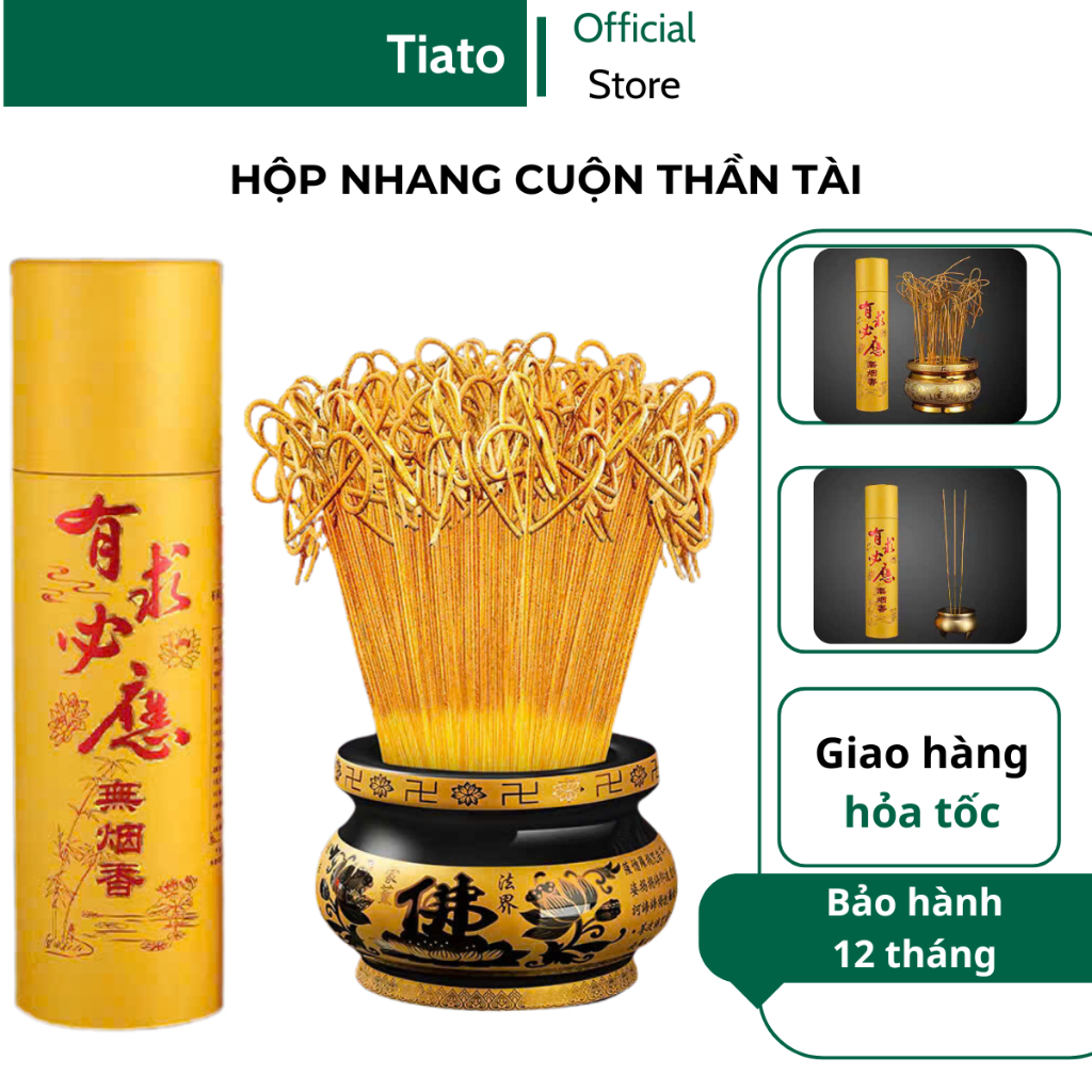 Hộp nhang cuộn thần tài, hộp 500 nén hương thần tài nhang tài lộc ít ...