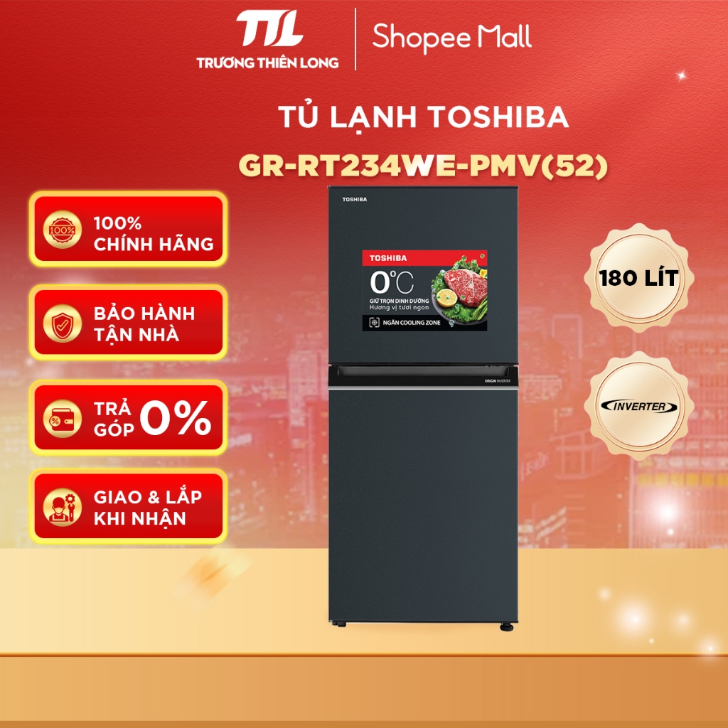 [VC 10%][FREESHIP HCM] GR-RT234WE-PMV(52) - Tủ lạnh Toshiba Inverter 180 Lít | Shopee Việt Nam
