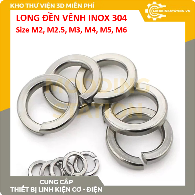 Long đền vênh/vòng đệm vênh inox 304 size M2, M2.5, M3, M4, M5, M6 ...