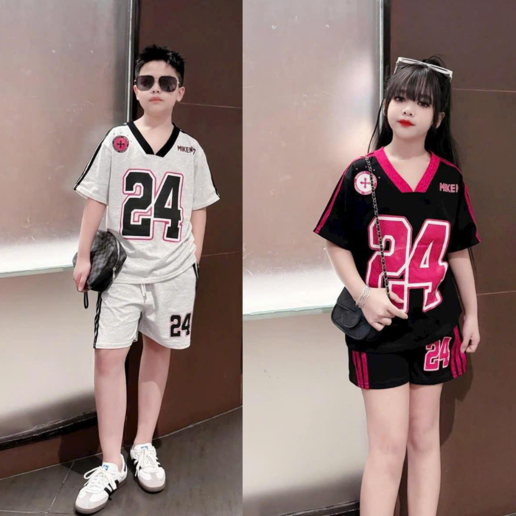 Bộ quần áo thể thao hè bé trai, bé gái 20-46kg từ 6-16 tuổi số 24. Co giãn, thấm hút mồ hôi ...