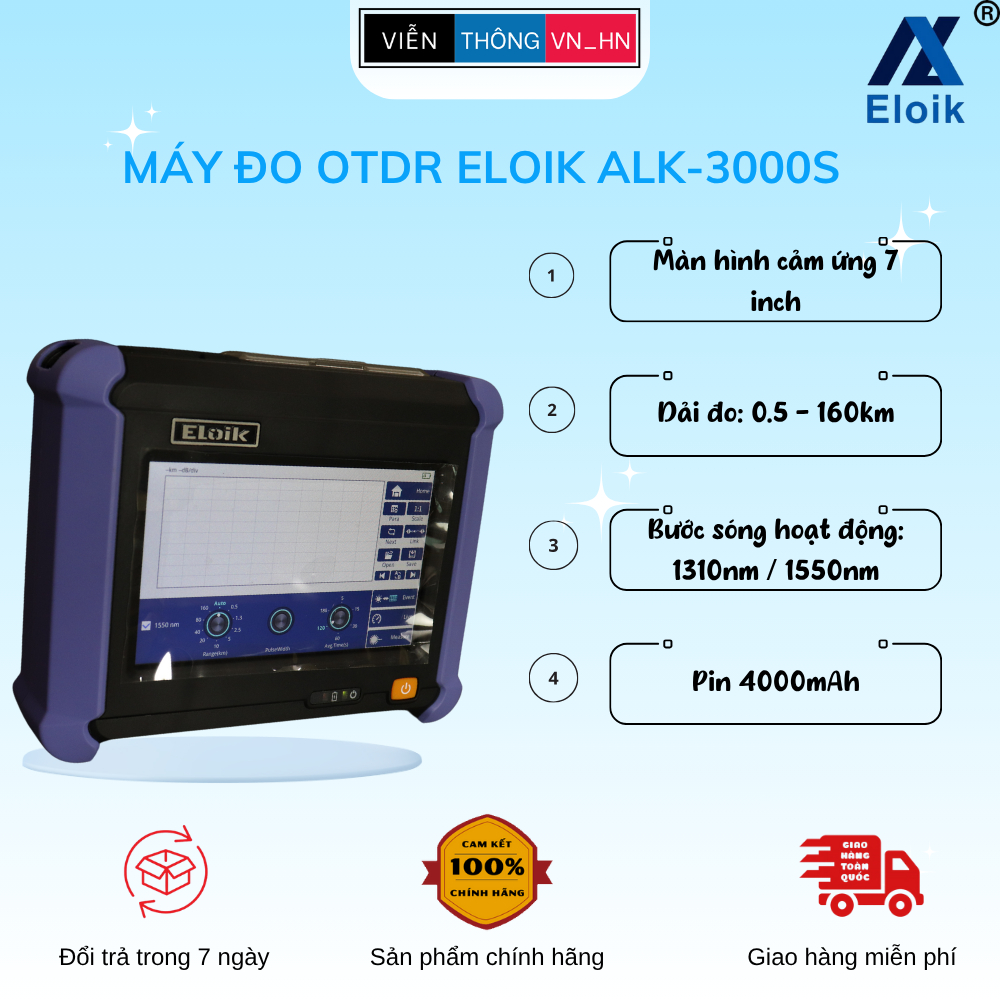 Máy đo OTDR Eloik ALK-3000-S – Đo kiểm quang học đa năng, chính xác, dễ ...