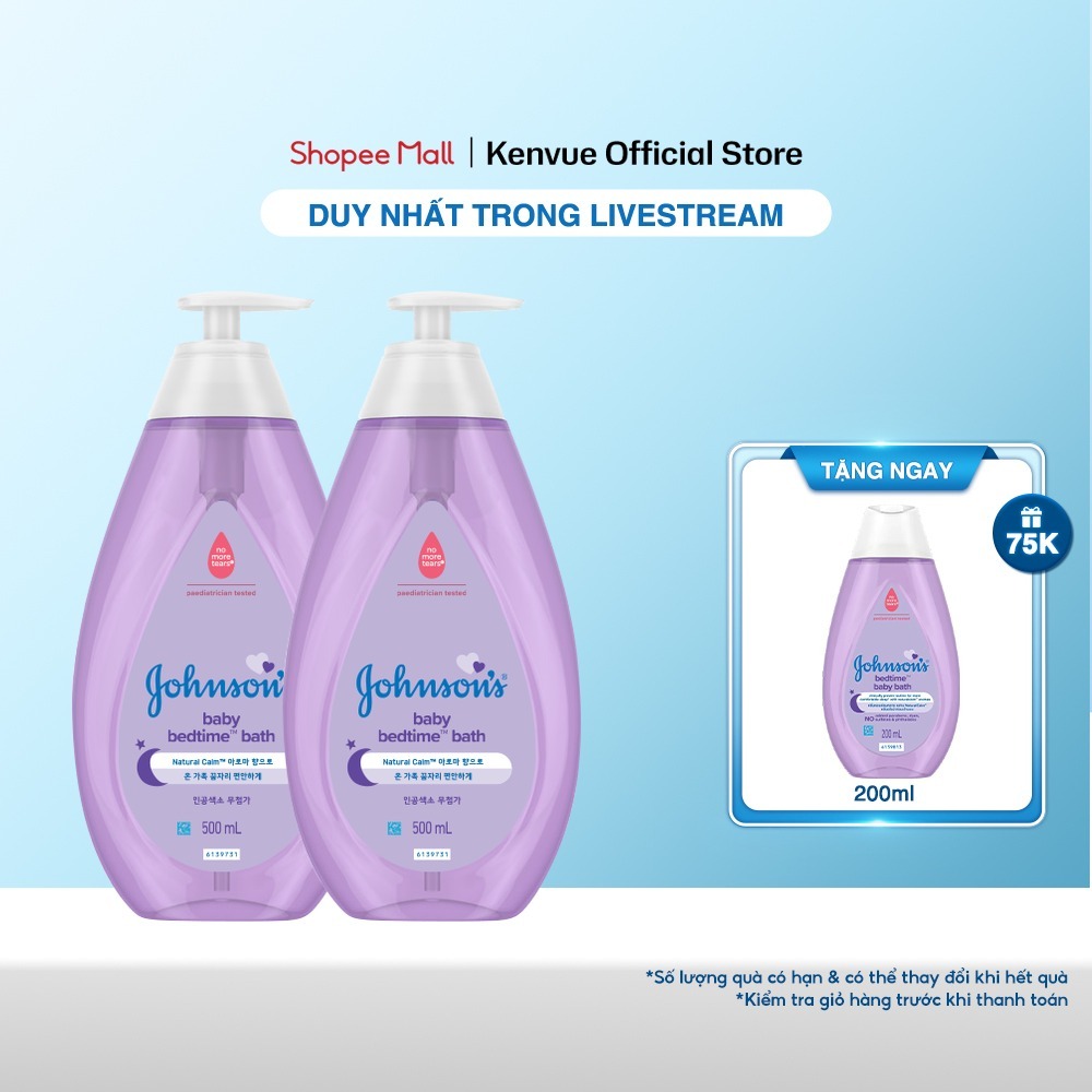 [LIVE] Combo 2 Sữa Tắm Gội Thư Giãn Johnson's Baby Bedtime 500mlx2 | Shopee Việt Nam
