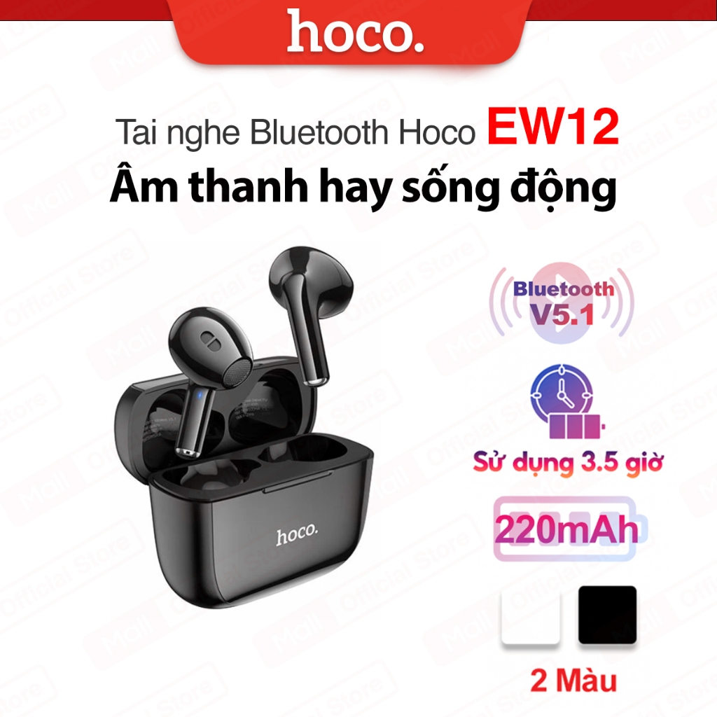 Tai nghe bluetooth V5.1 Hoco EW12 sử dụng 3,5 giờ pin 220mAh âm thanh ...