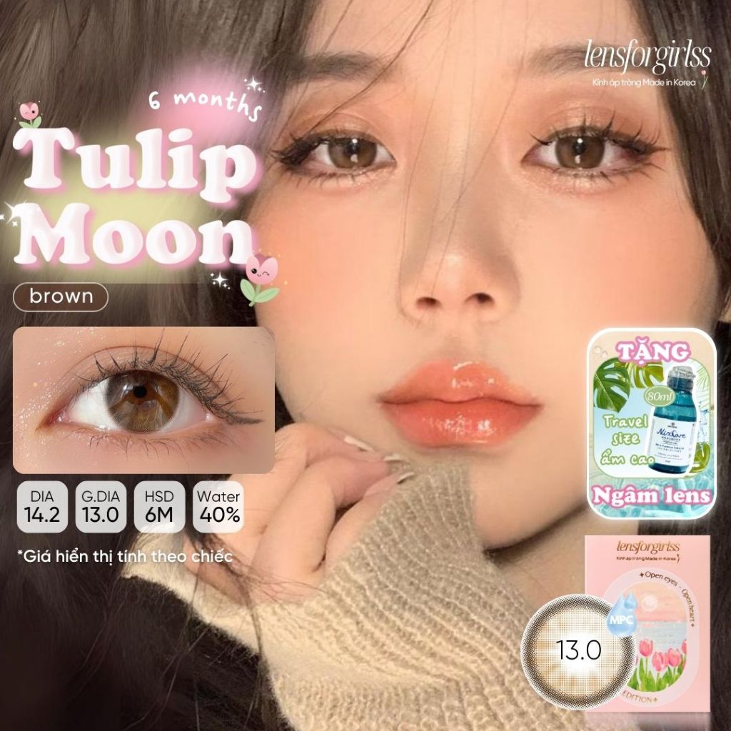 Kính áp tròng NÂU NẮNG TRONG TRẺO tự nhiên TULIP MOON BROWN dành cho ...