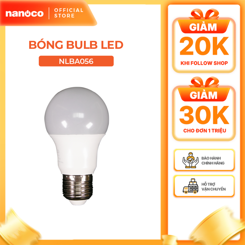 Bóng bulb LED E27 Nanoco model NLBA303 3W/ 5W/ 7W/ 9W - ánh sáng trắng ...