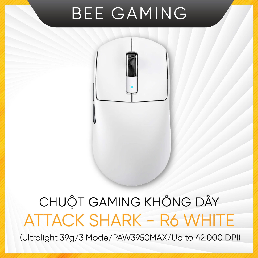 Chuột gaming không dây Attack Shark – R6 White (Ultralight 39g / 3 ...