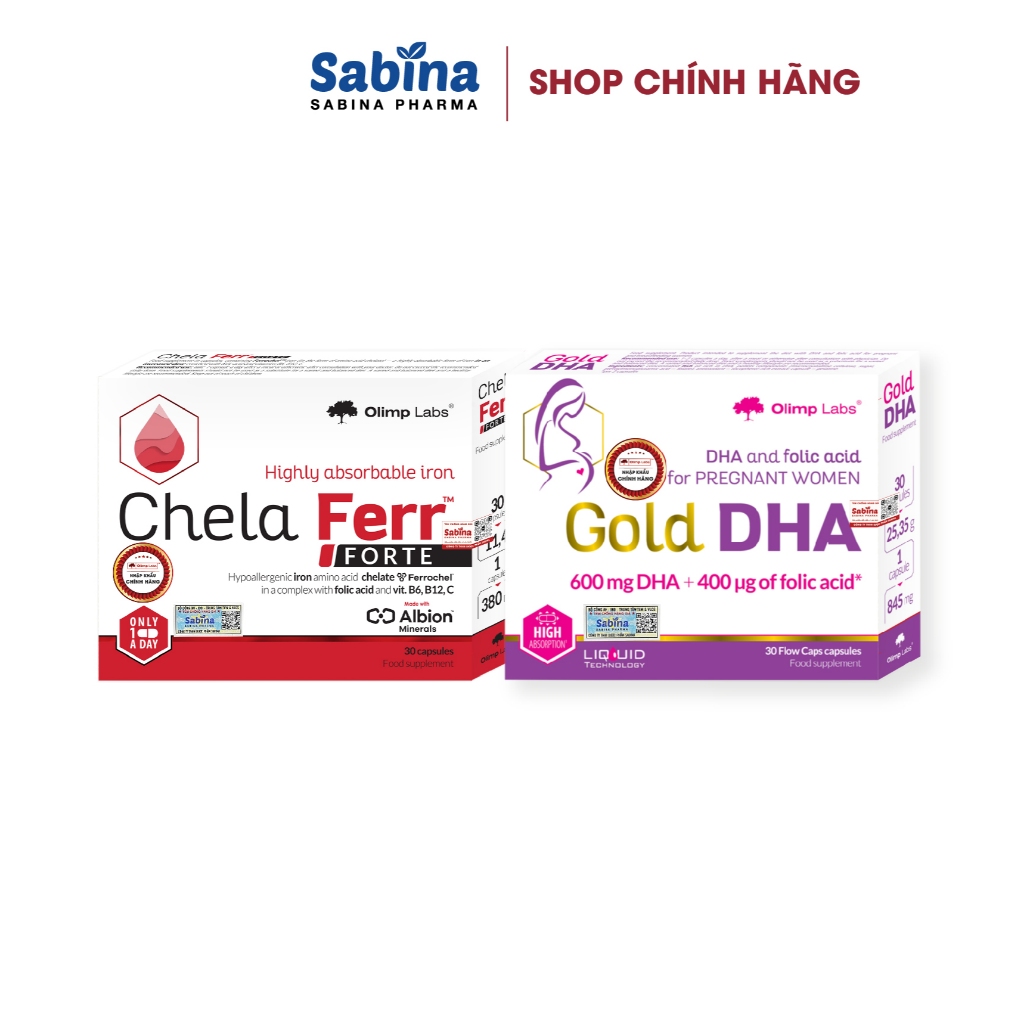 Bộ đôi Chela Ferr Forte và Gold DHA 36,6g(Olimp Labs). Thực phẩm bảo vệ ...