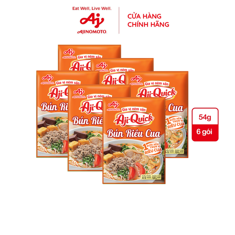 Combo 6 Gói Gia Vị Nêm Sẵn Aji-Quick® Bún Riêu Cua 54g/Gói | Shopee ...