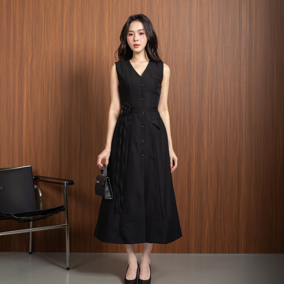 Đầm Dài Victoria JOVEN Cổ V Xẻ Tà Thanh Lịch Sang Trọng | Shopee Việt Nam