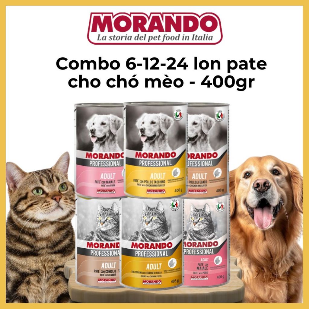[COMBO 6-12-24 LON + QUÀ TẶNG] Pate Morando Cho Chó Mèo mọi lứa tuổi ...